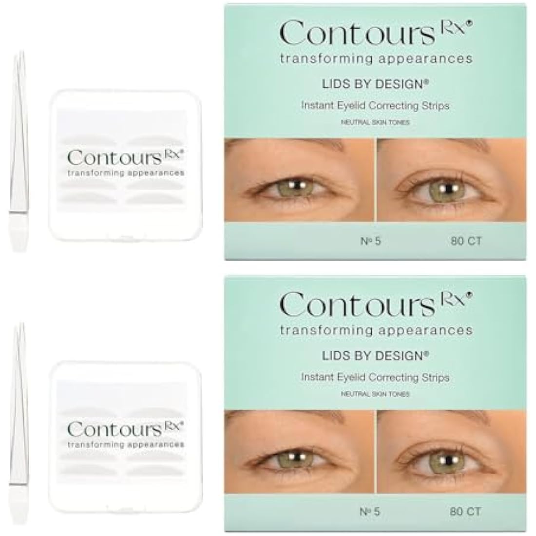 Contours Rx Lids by Design Eyelid Lift Strips with Travel Case and Twe ...