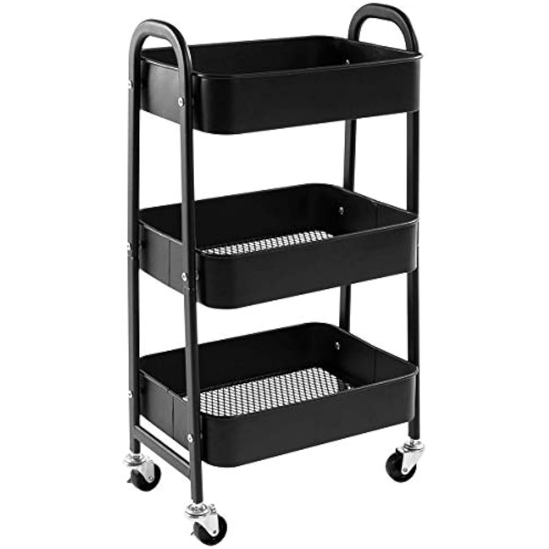 DOEWORKS Storage Trolley on Wheels Metal 3 Tier Trolley Cart Kitchen T ...