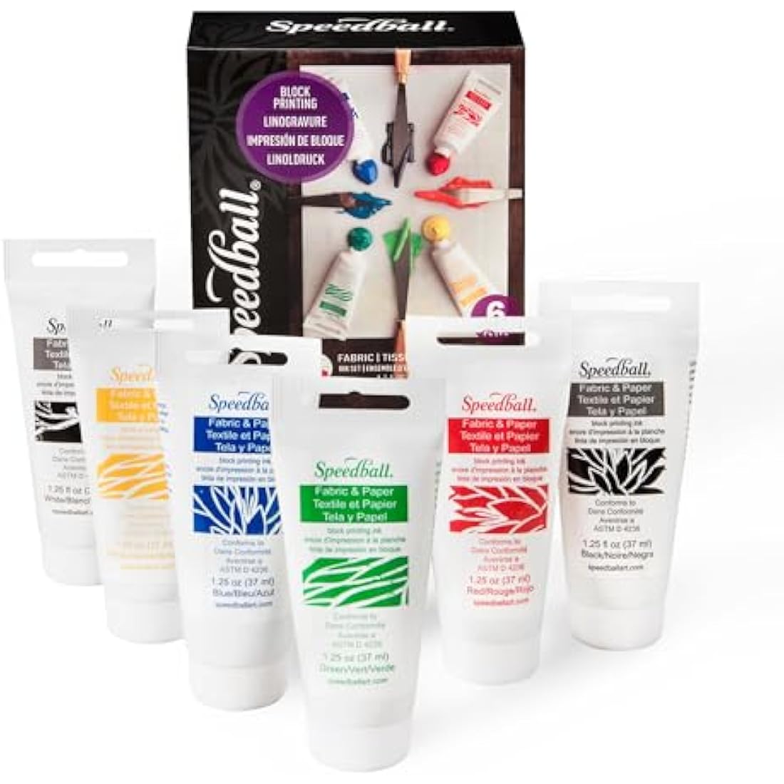 Speedball Fabric And Paper Block Printing Ink Set, 6x 37cc 1.25oz Tube ...