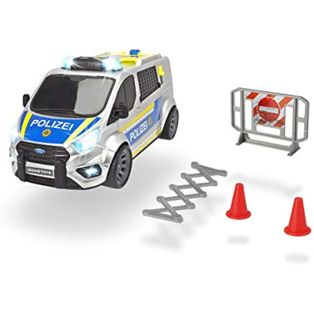 Dickie Toys - Ford Transit Police - 28 cm Police Car with Barriers, Si ...