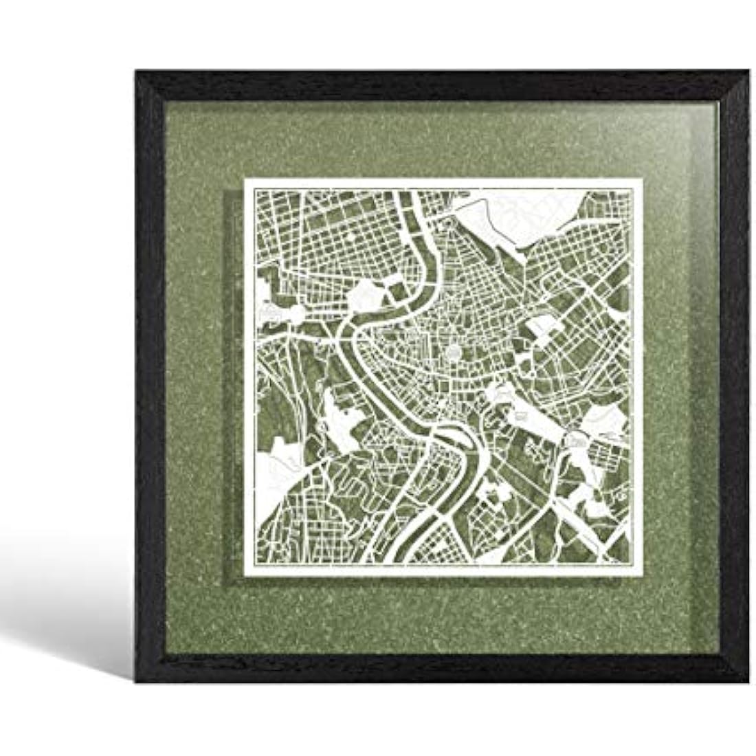 O3 DESIGN STUDIO Rome Paper Cut Map framed, White map, Black frame, 9x ...