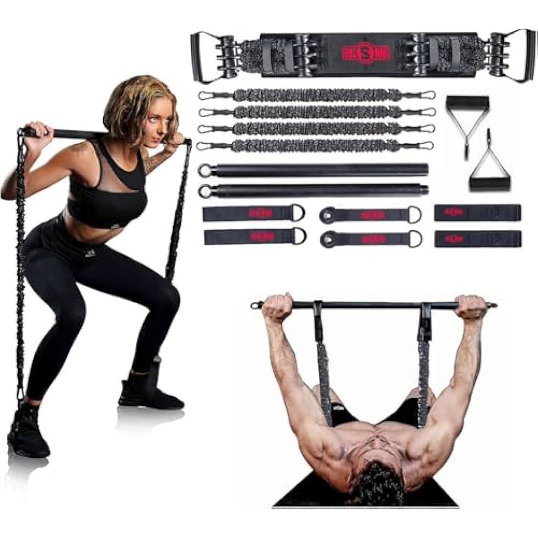 INNSTAR Portable Home Gym Set with Workout Bar, Bench Press Set, Squat ...