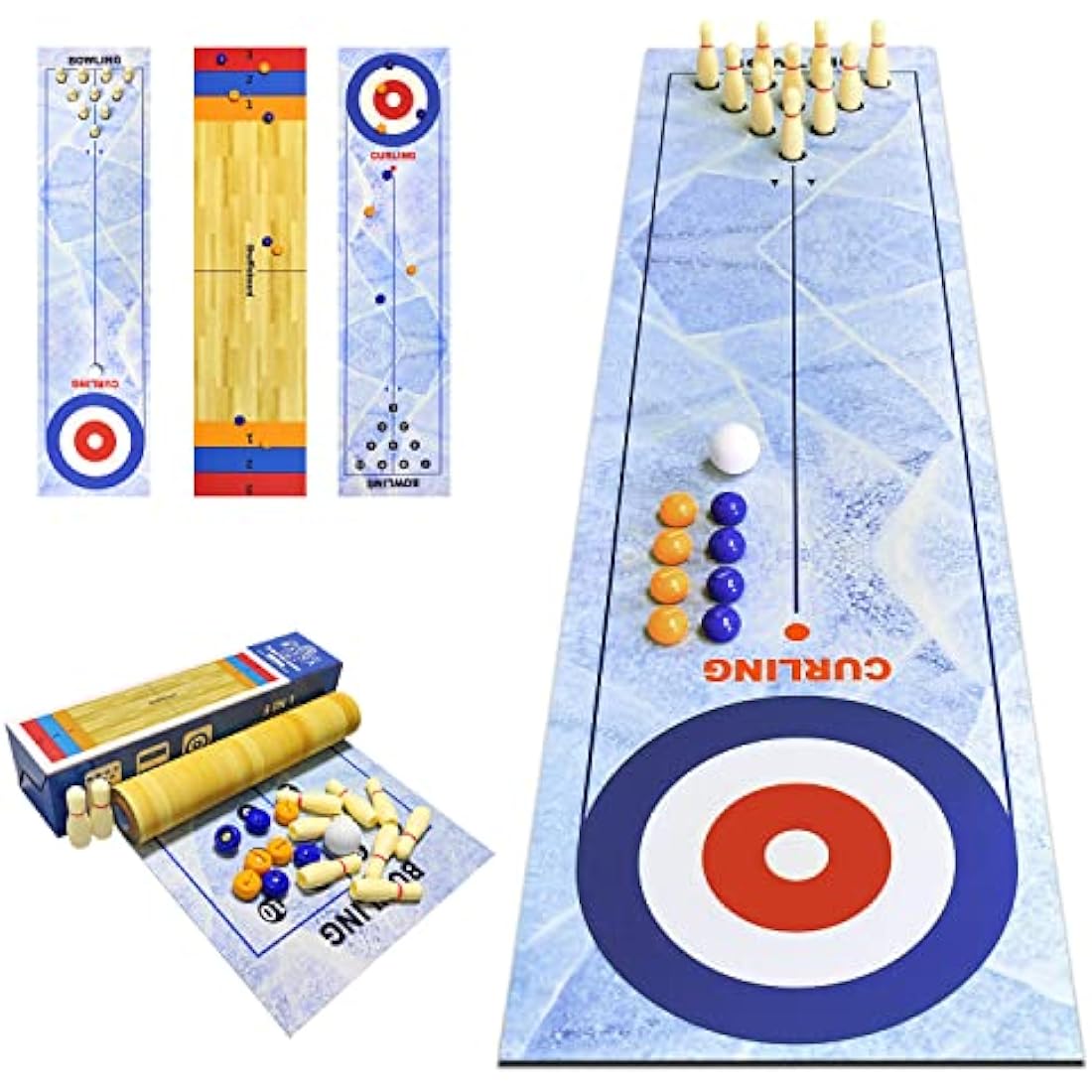 3 in 1 Tabletop Curling Game, Table Top Shuffleboards Curling Bowling ...