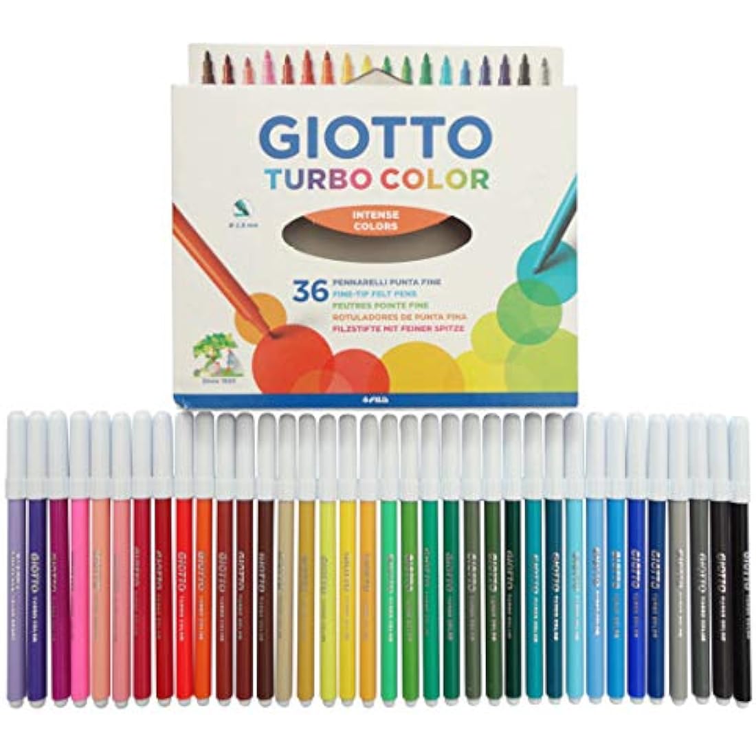 Giotto 36 Pack Turbo Colour Felt Tip Fibre Pens - Fine - School Kids A ...