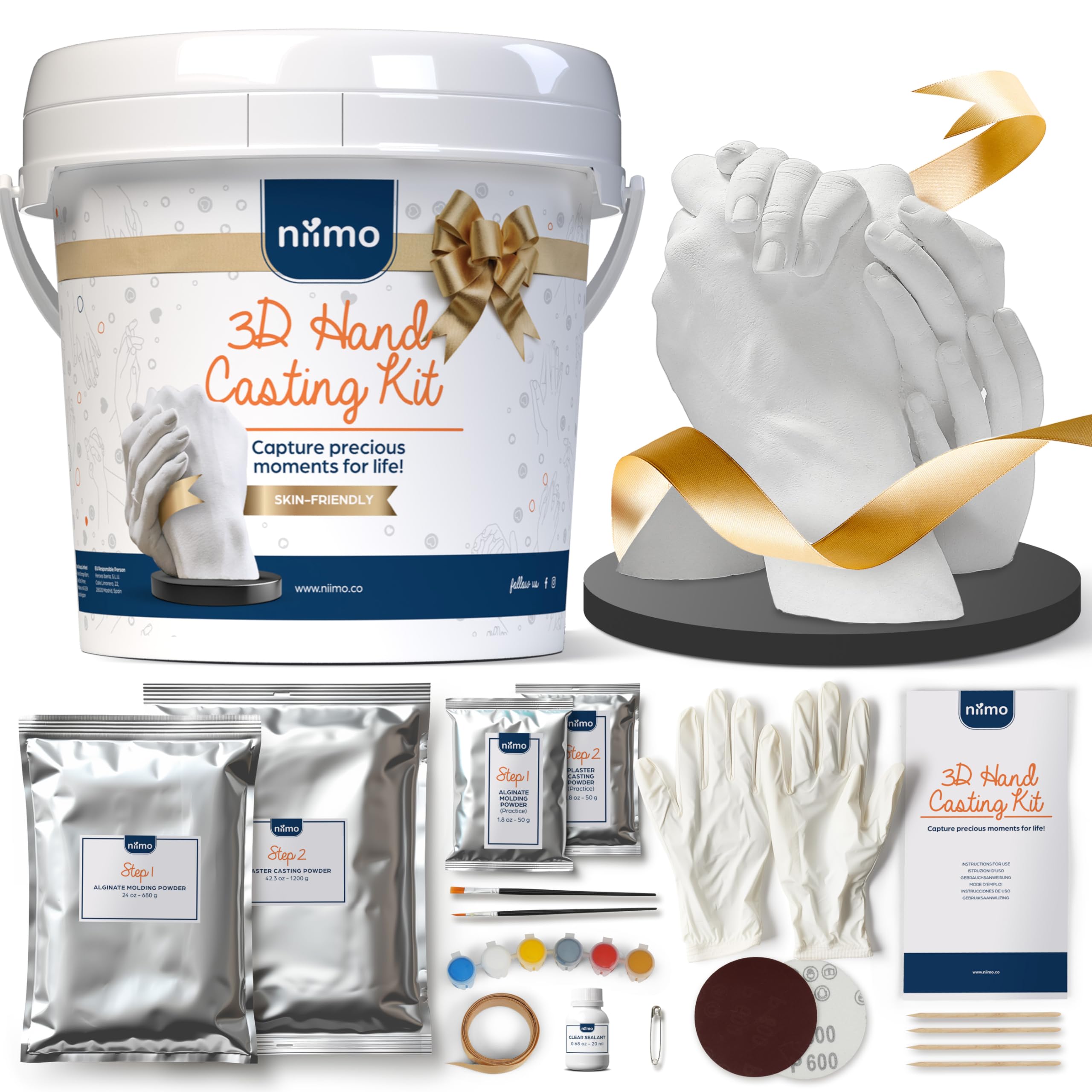 NIIMO 3D Hand Casting Kit Gift Set - Fun & Skin-Safe Hand Moulding Kit ...
