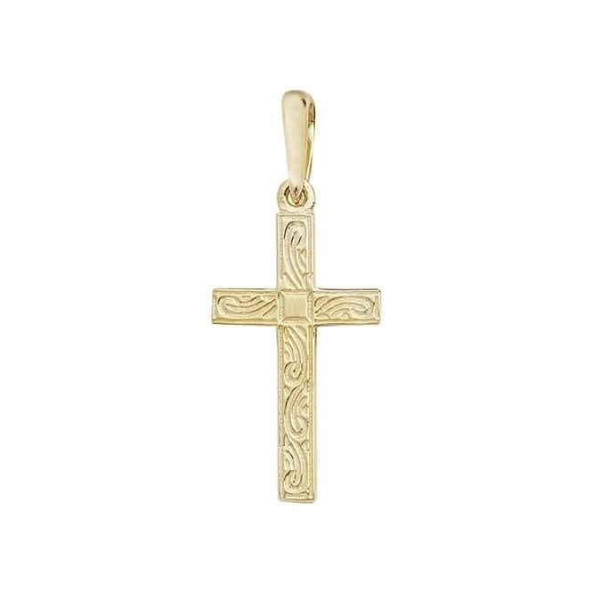 9ct Yellow Gold Engraved Cross Pendant PN120E – Bidnamic Store