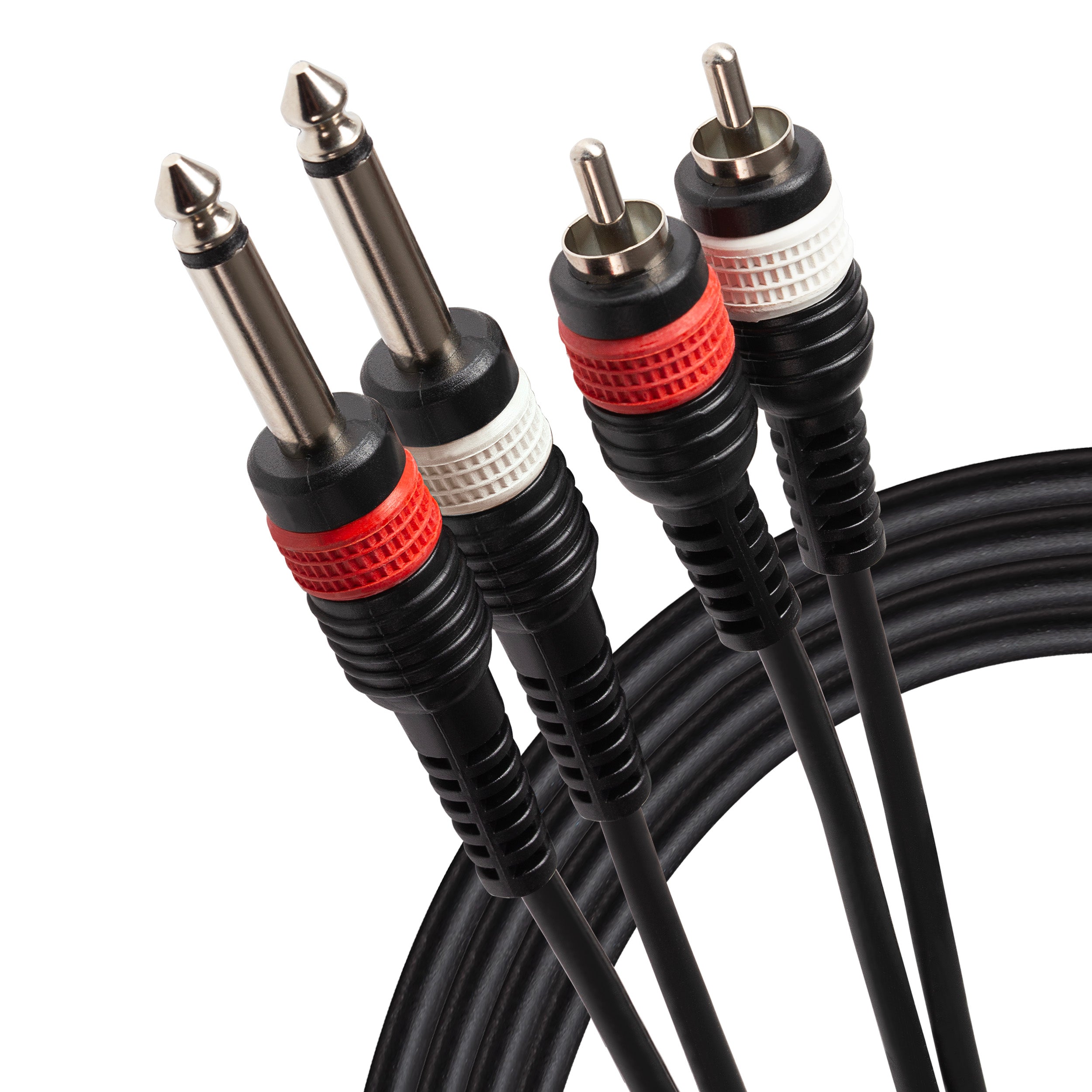 Maplin Twin 1/4" 6.35mm 2 Pole Jack Plug to Twin RCA Phono Cable - Bla ...