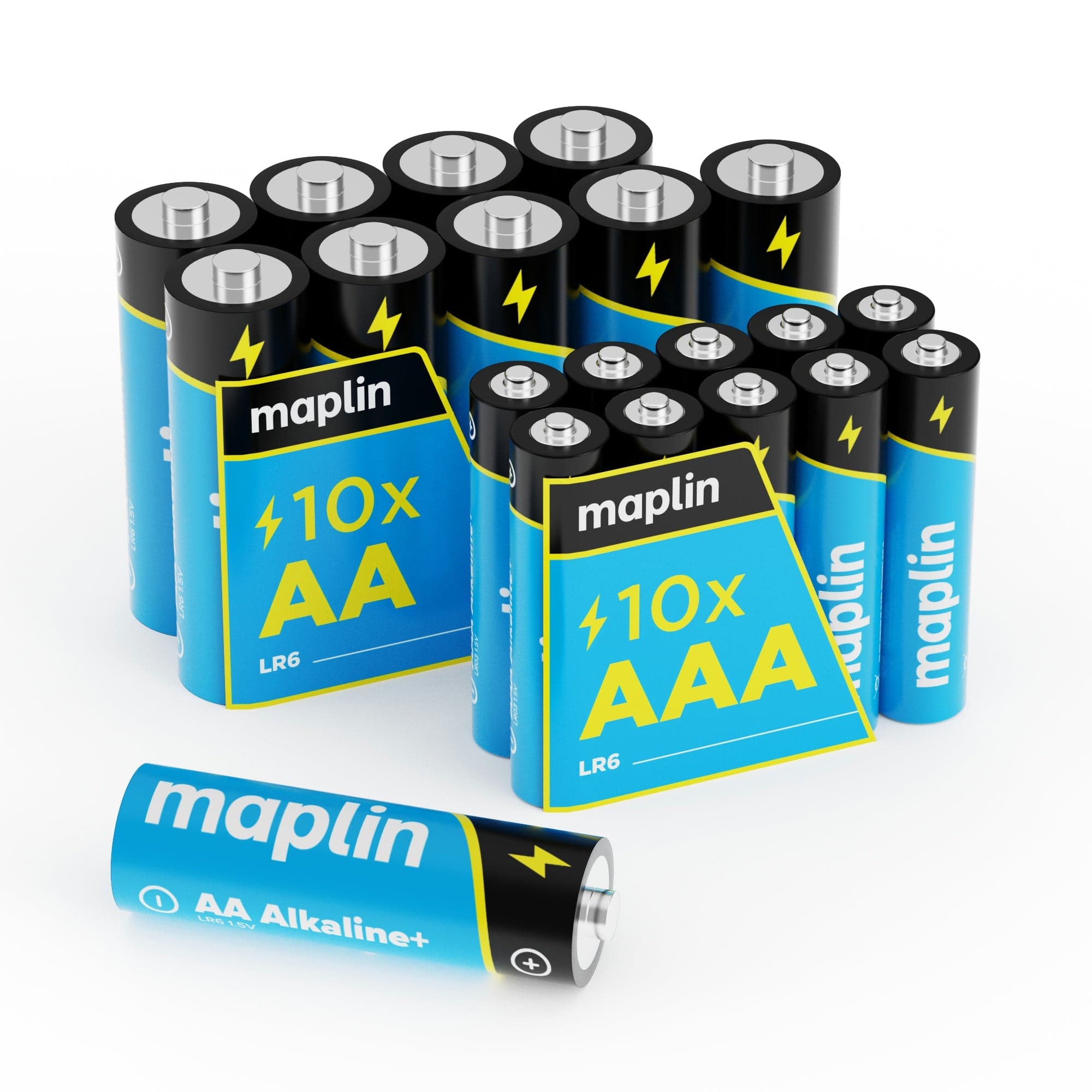 Maplin 10x AA LR6 / 10x AAA LR03 7 Years Shelf Life 1.5V High Performa ...