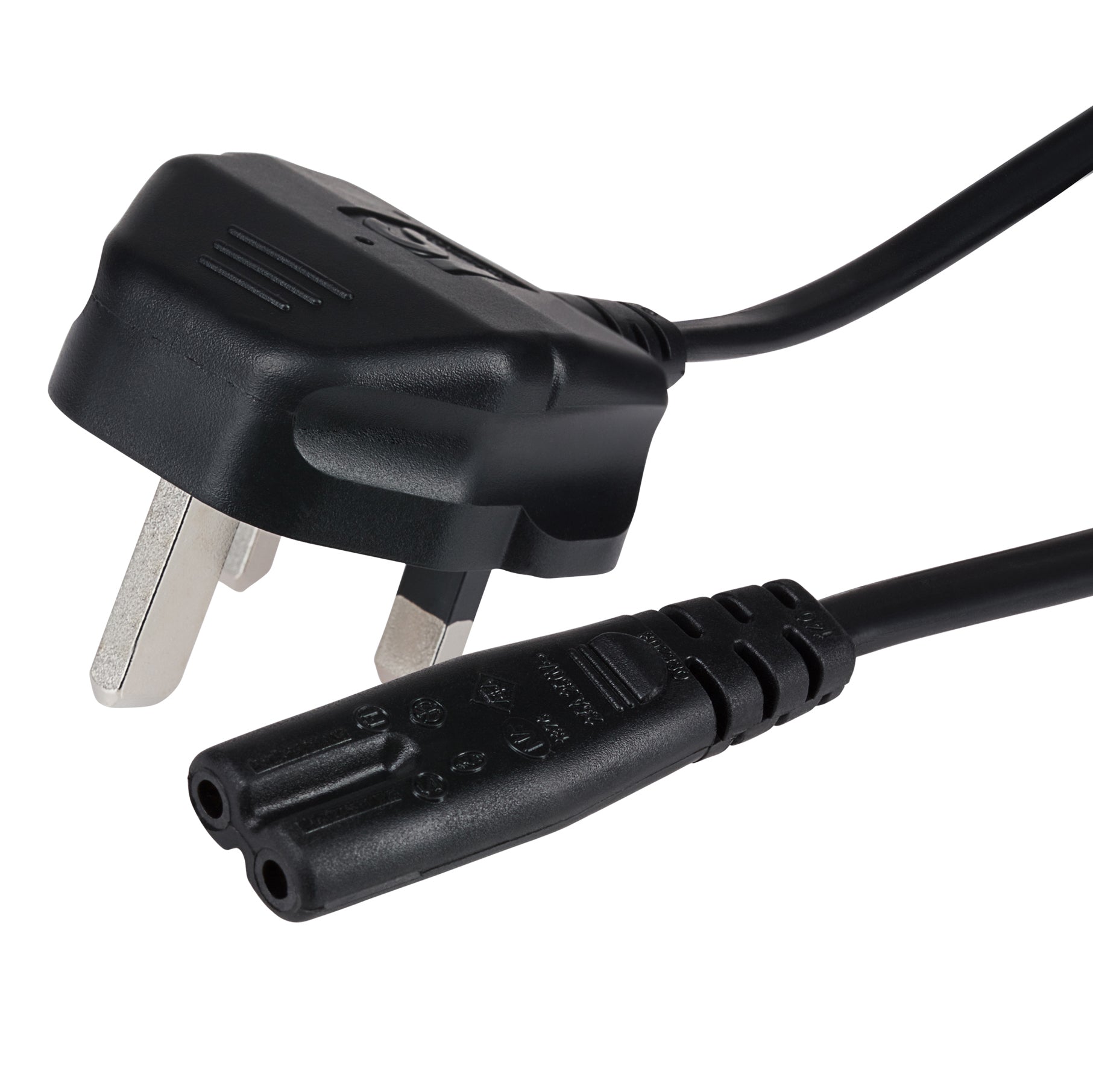 Maplin Power Lead IEC C7 Fig 8 2 Pin Plug to UK 3 Pin Mains Plug - 1.5 ...