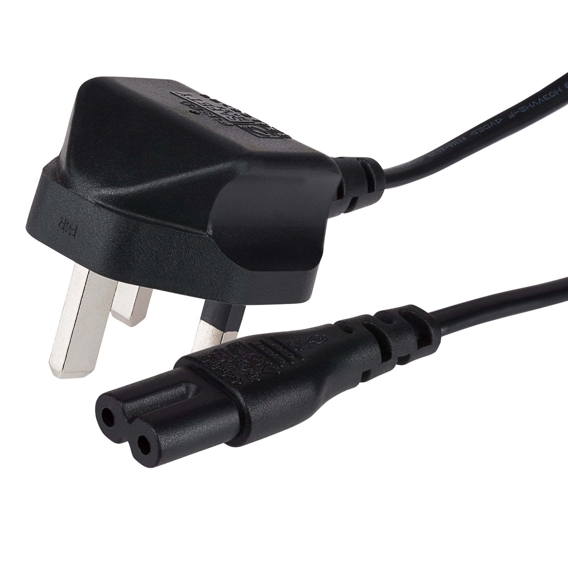 Maplin Power Lead IEC C7 Fig 8 2 Pin Plug to UK 3 Pin Mains Plug - 1m ...