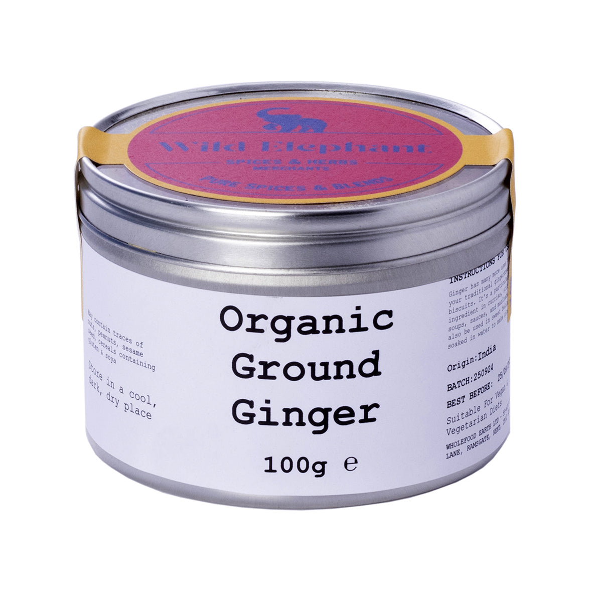Organic Ground Ginger - Wild Elephant - 100g – Bidnamic Store