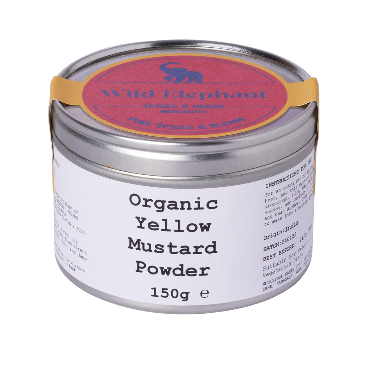 Organic Yellow Mustard Powder - Wild Elephant - 150g – Bidnamic Store