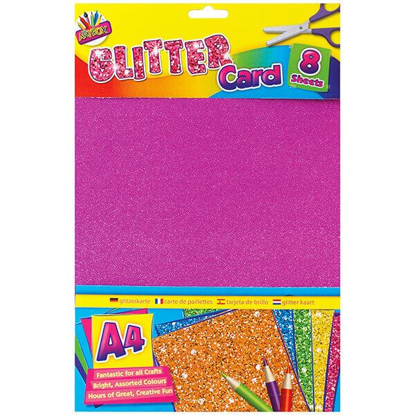 Children's Pack of 8 A4 Glitter Craft Card Sheets in Assorted Colours ...