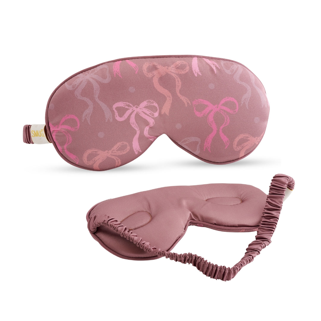 Cloud Padded Satin Sleep Mask - Mocha Bows Print – Bidnamic Store